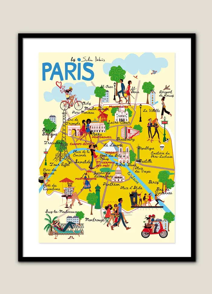 Affiche du Plan de Paris illustré par Solène Debiès